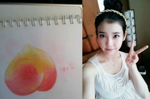 IU sketches a "racy peach" | allkpop