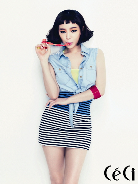 Brown Eyed Girls' Ga In plays with colors in the June edition of 'CeCi ...