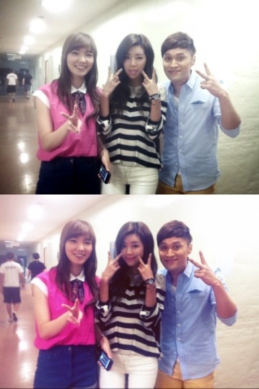 Park Han Byul tweets a photo taken with Shin Bora and Song Joon Geun ...