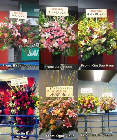 Kim Hyun Joong receives flowers from Justin Bieber, Shun Oguri & more ...