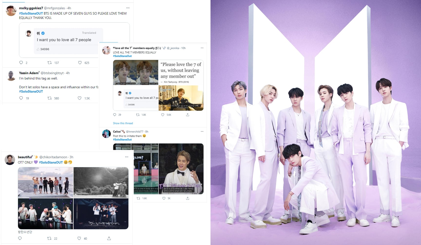 BTS fans tweet the hashtag #SoloStansOUT as they express how tired they ...