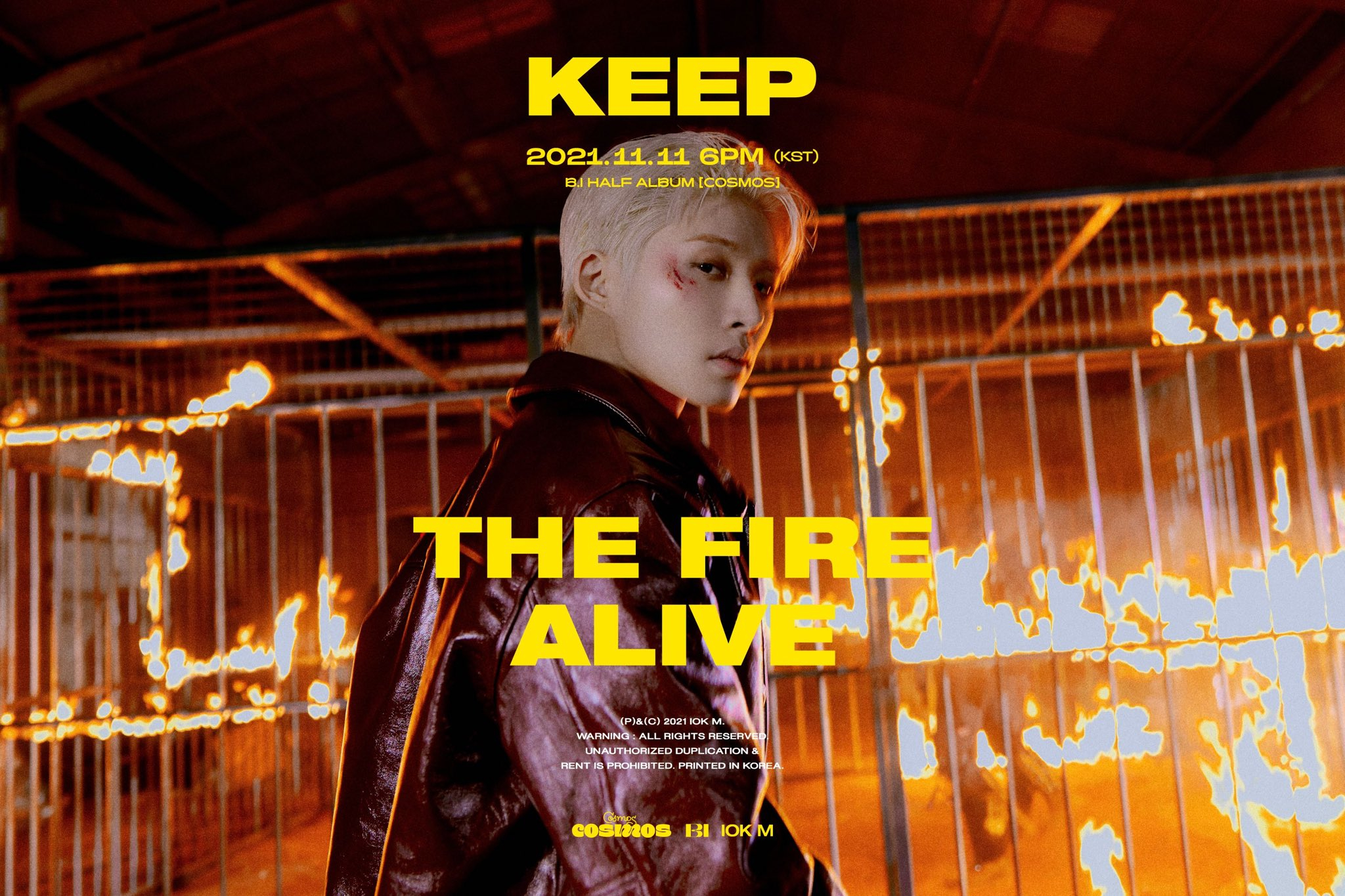 B.I drops burning teaser poster to "Keep the Fire Alive" in preparation for his half album ...