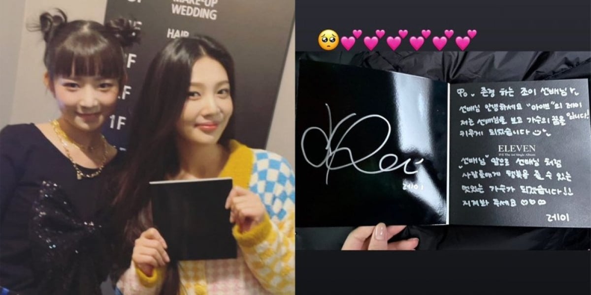 IVE's Rei meets her role model Red Velvet's Joy & gifts her with a cute signed album | allkpop