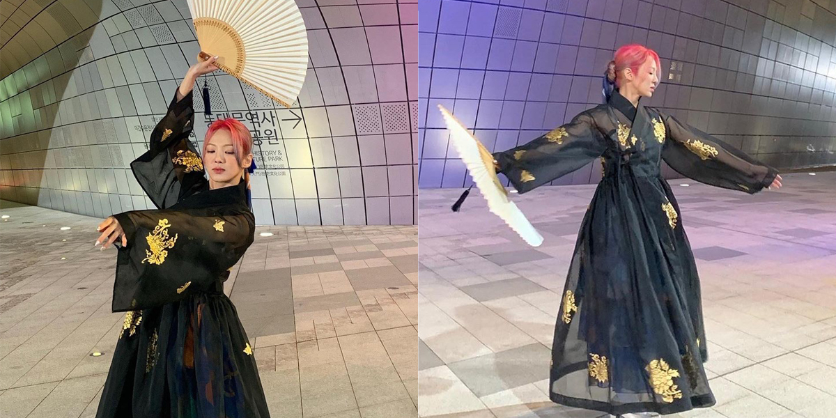 Hyoyeon showcases a stunning black hanbok dress for 'Korea Contents ...