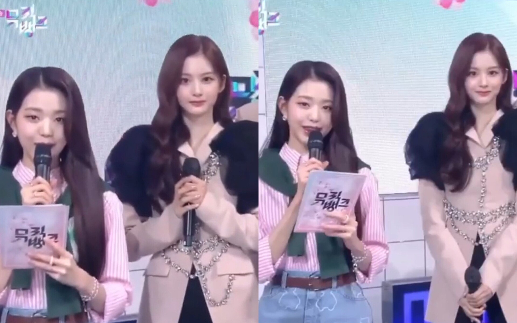 Netizens are loving the two-shot frame showing IVE's Jang Won Young and NMIXX's Sullyoon saying ...