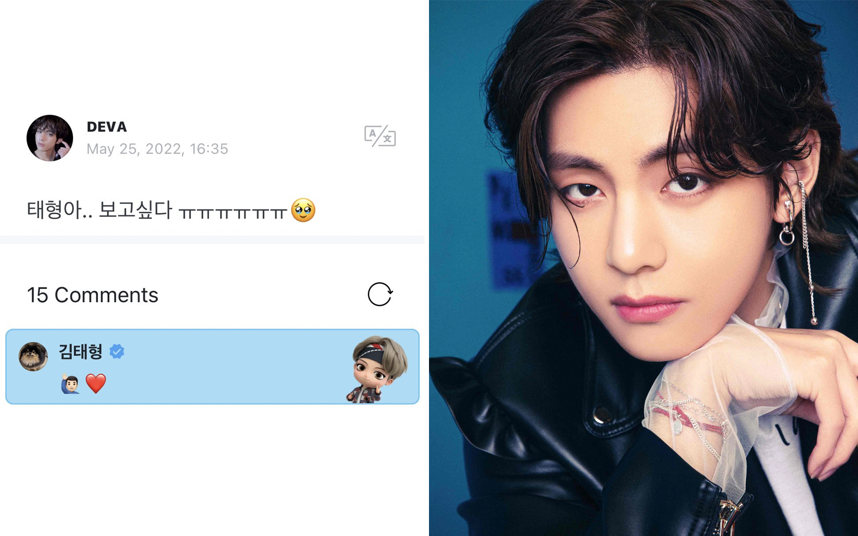 BTS's V returns to Weverse and responds to a fan | allkpop