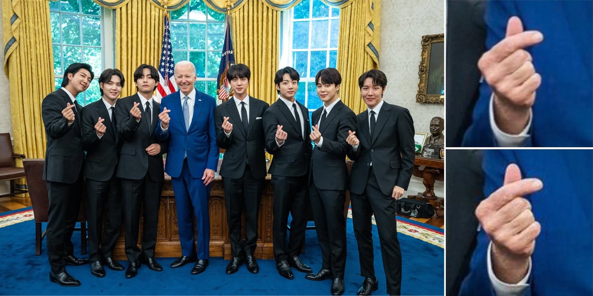 K-netizens react to President Biden doing the finger heart with BTS ...