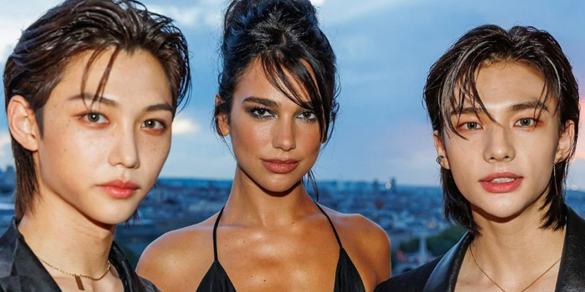 Stray Kids's Felix & Hyunjin meet Dua Lipa at 'YSL Beauty' event in Paris | allkpop
