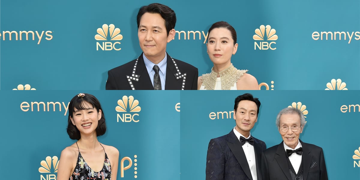 Lee Jung Jae appears on the 'Emmys' red carpet hand-in-hand with ...