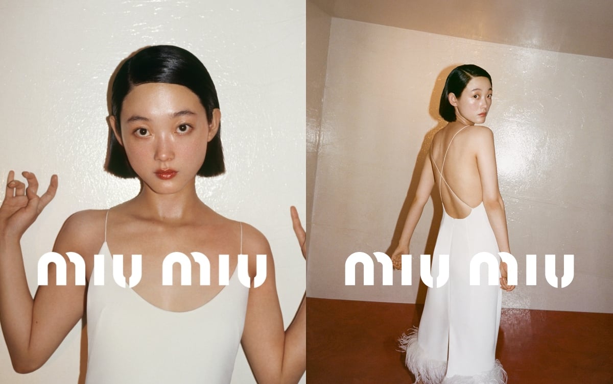 Lee Yoo Mi shows off a daring look for the 'Miu Miu Private Wishes' holiday campaign photoshoot ...