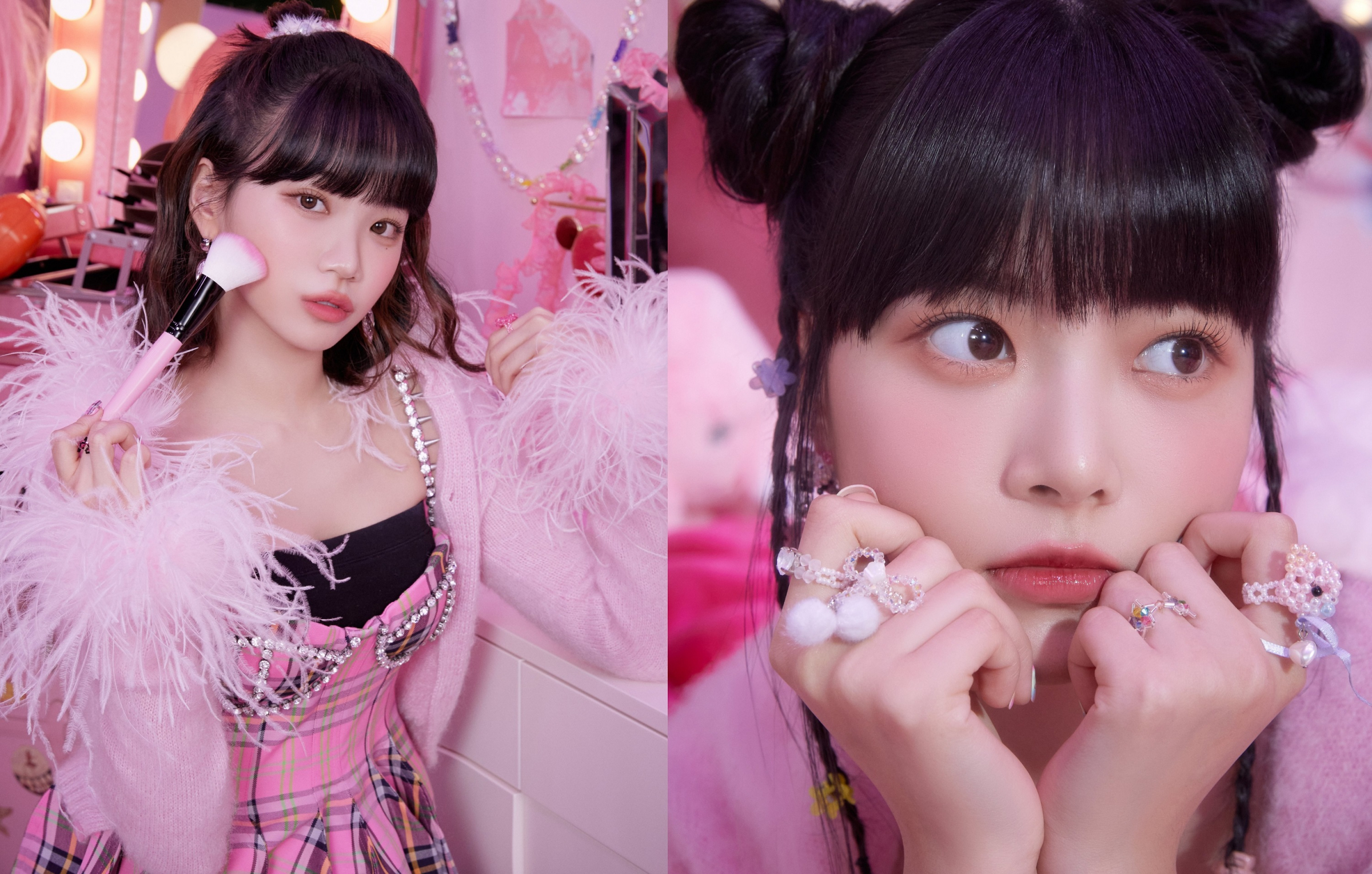 LE SSERAFIM members are showered with pink in teasers for Japanese ...