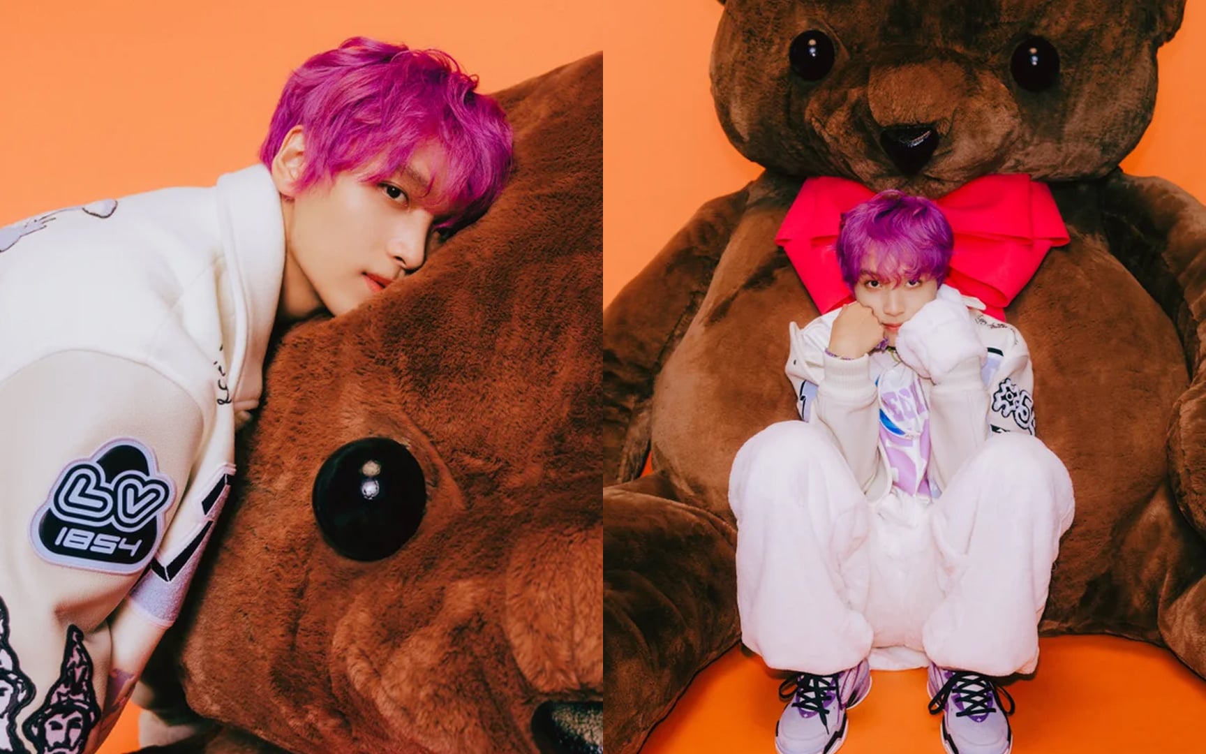 Haechan gets warm by snuggling a giant teddy bear in the new individual ...