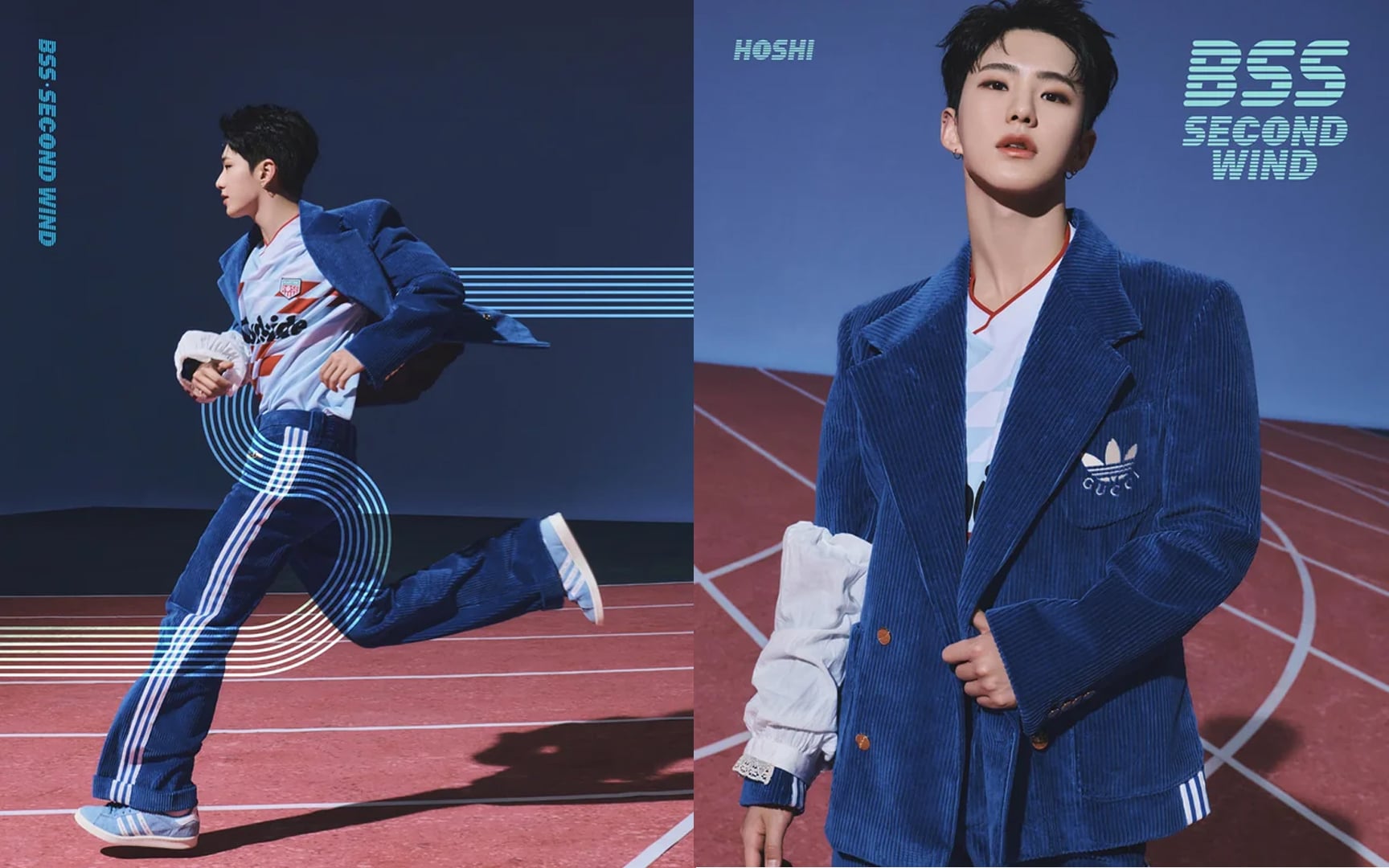 Seventeen's Hoshi runs on a track in the latest teaser photos for BSS's ...