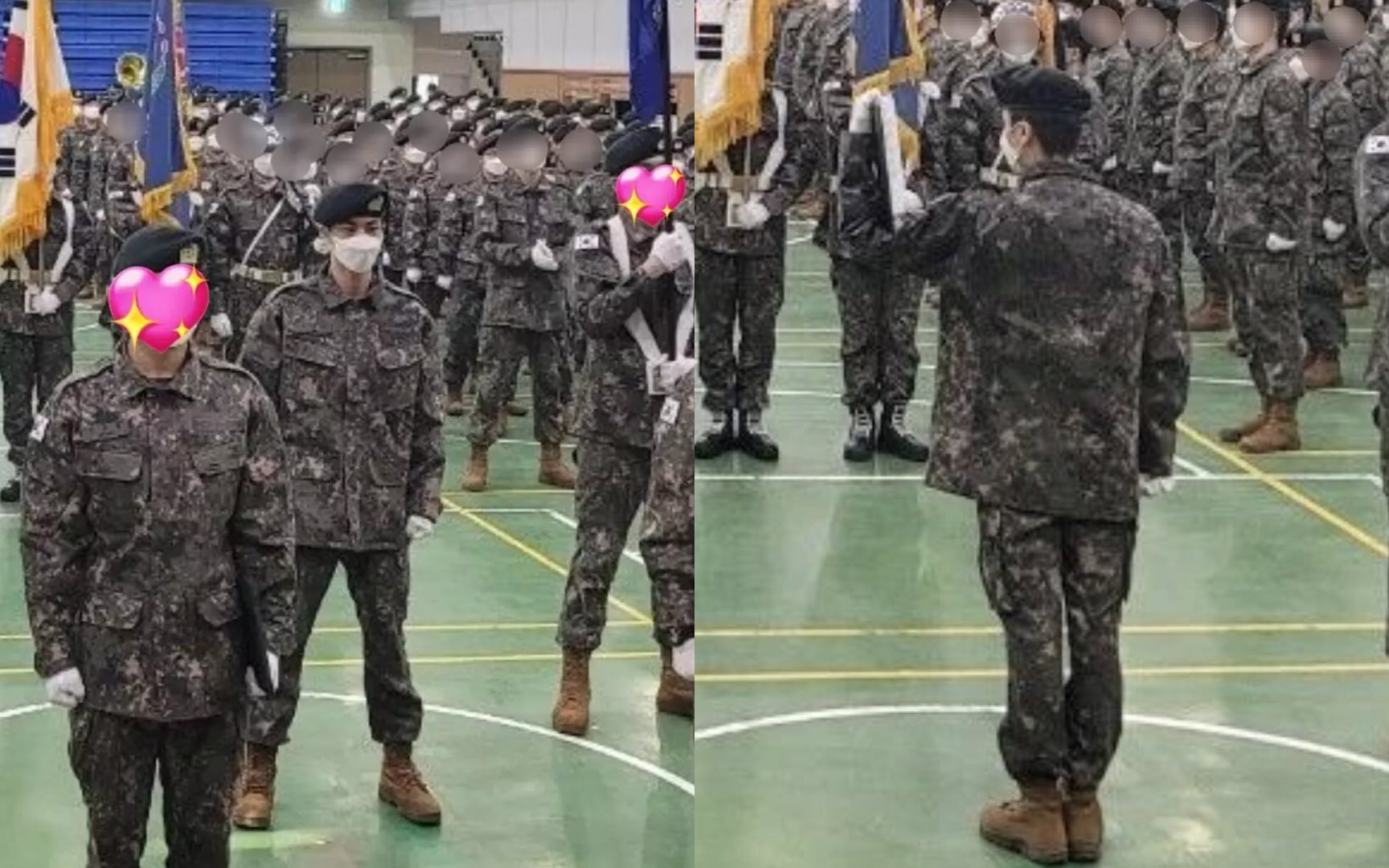 BTS's Jin spotted at the training center graduation ceremony in the ...