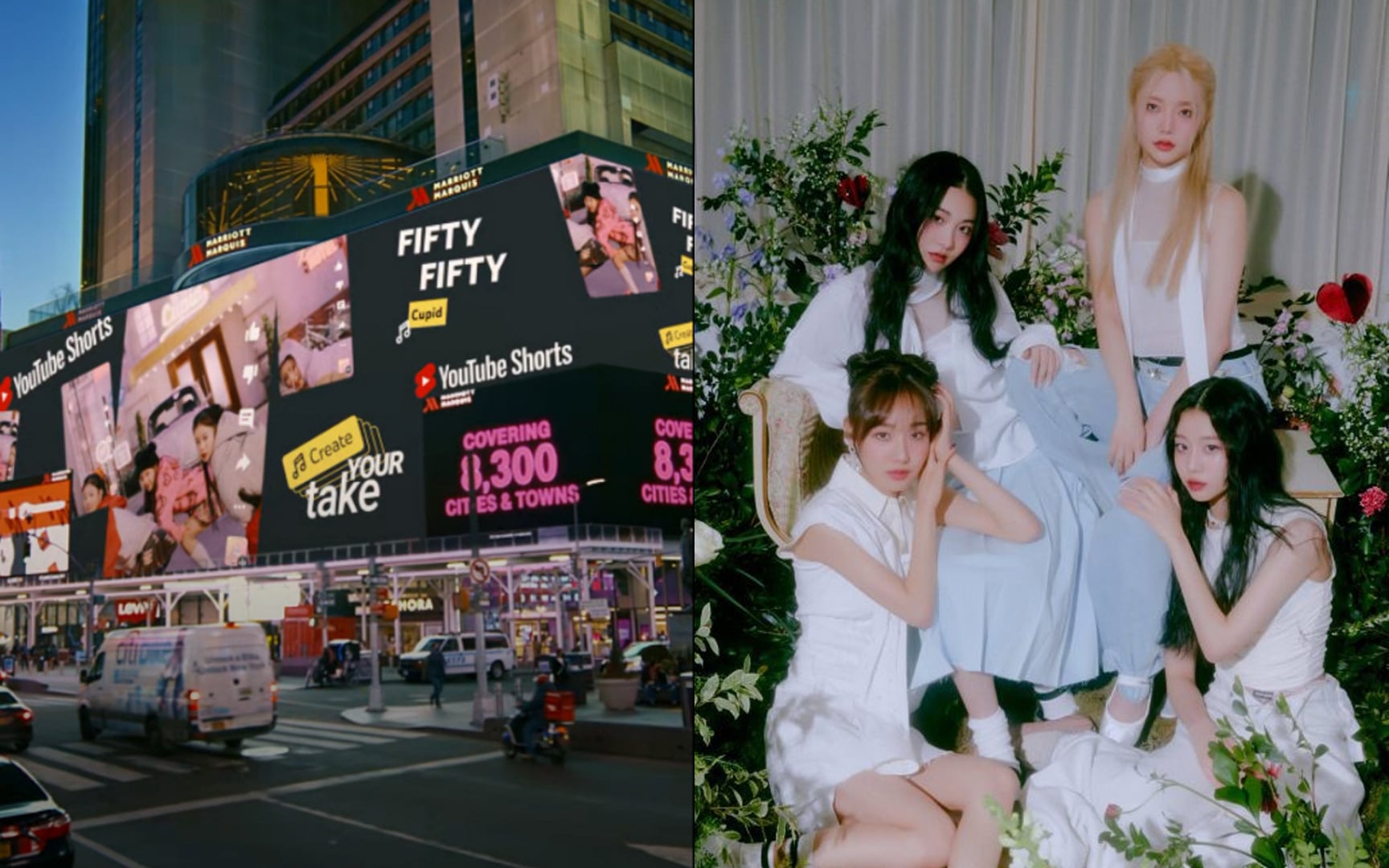 FIFTY FIFTY appears on large billboards in New York City's Times Square ...