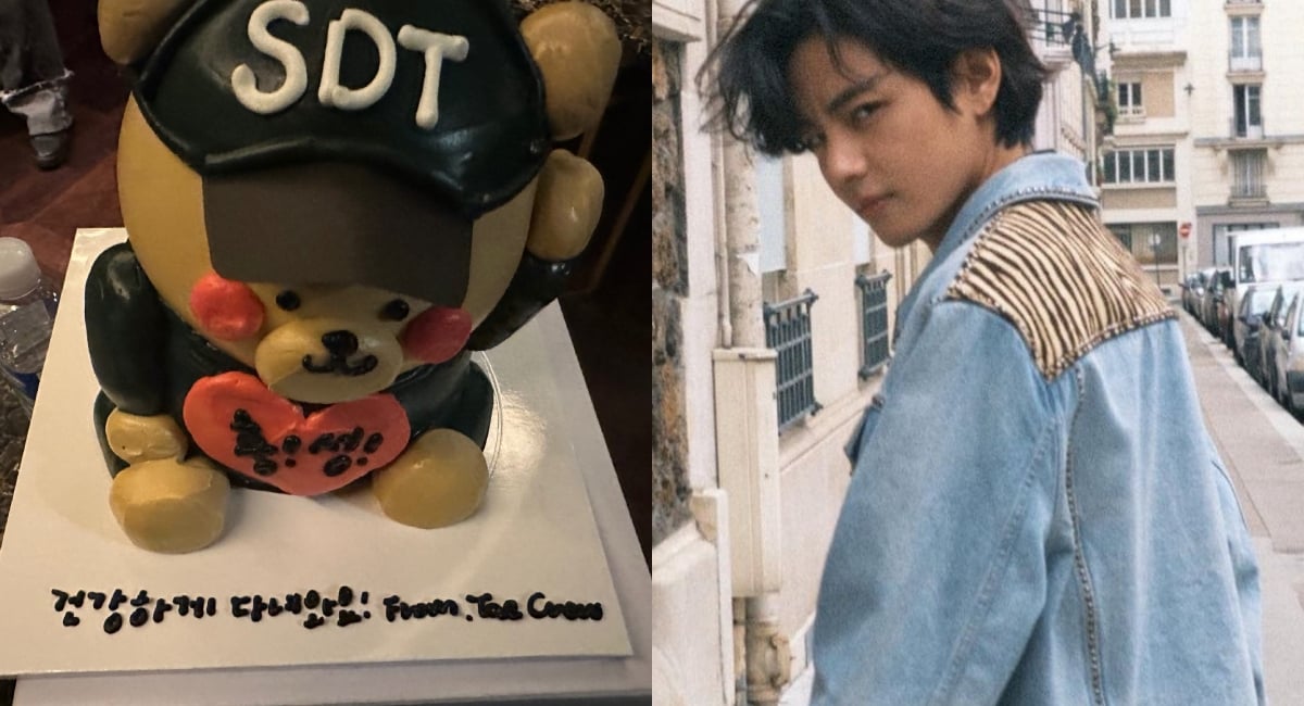 Staff surprise BTS's V with a cake and goodbye messages as he prepares ...