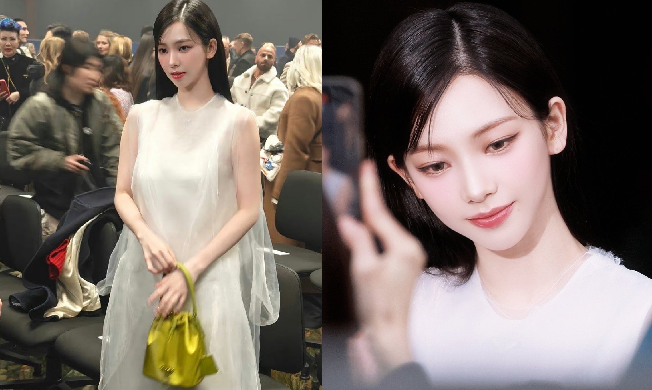 aespa's Karina stuns with remarkable beauty at Prada FW24 Menswear fashion show in Milan | allkpop