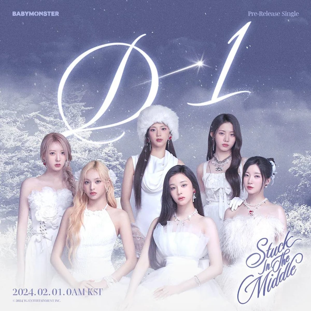 BABYMONSTER reveal snowy D-1 teaser poster for 'Stuck in the Middle' pre-release single | allkpop