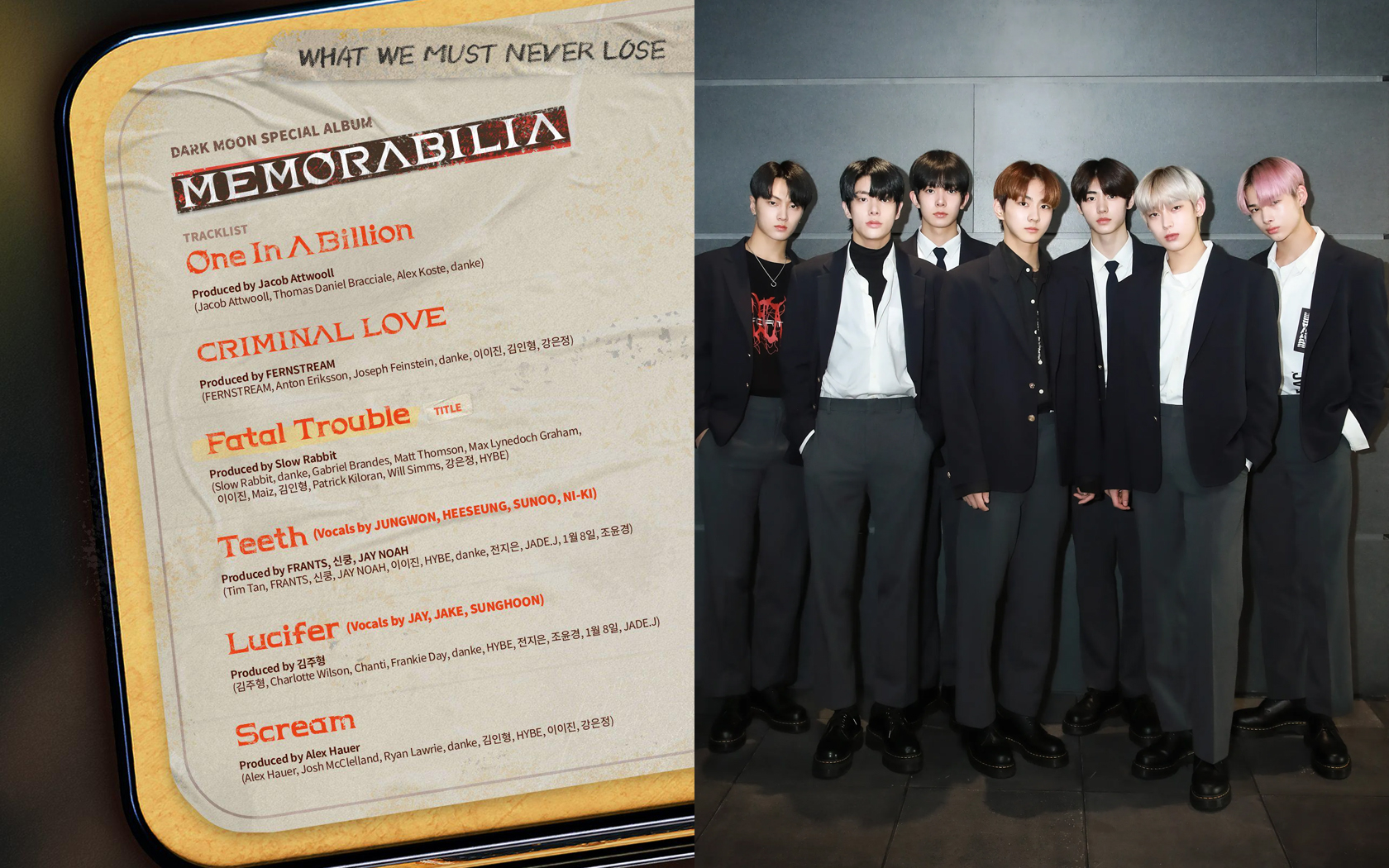 ENHYPEN drops the tracklist teaser for their special album 'MEMORABILIA' | allkpop