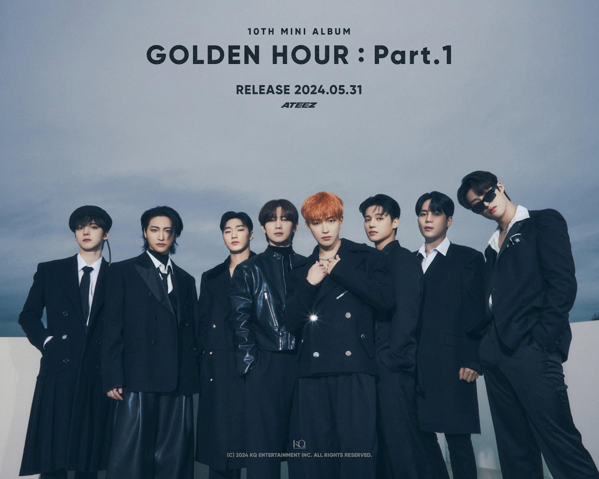 ATEEZ reveal striking black group concept photo for 'Golden Hour: Part ...