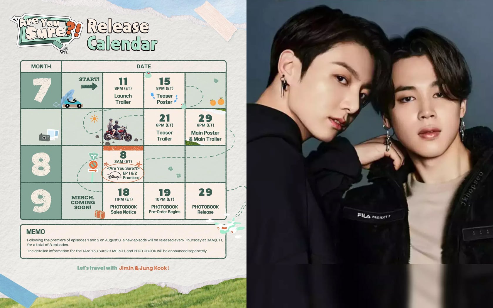 BTS's Jimin and Jungkook begin unit release countdown with a calendar ...